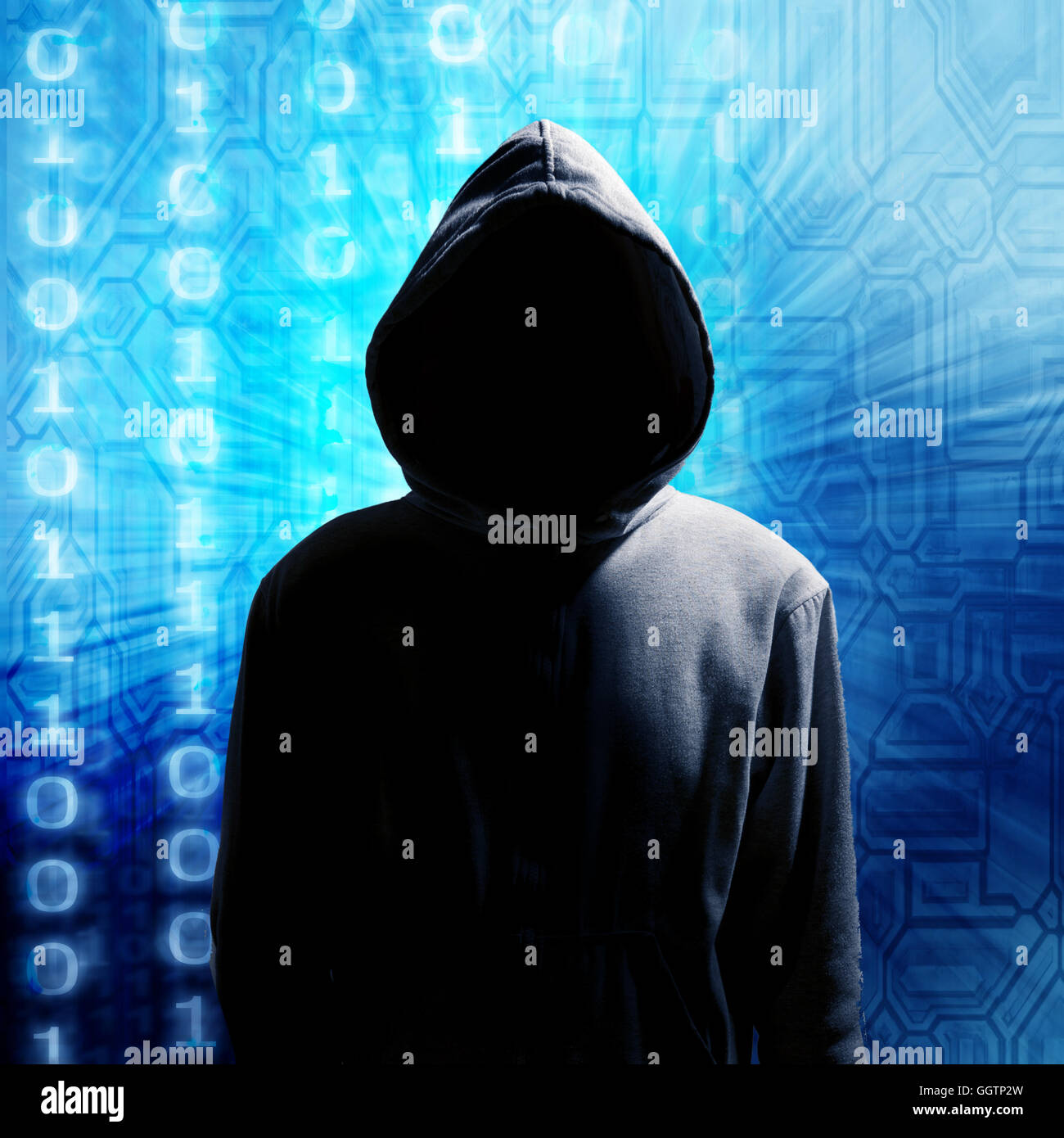 mysterious hooded hacker Stock Photo - Alamy