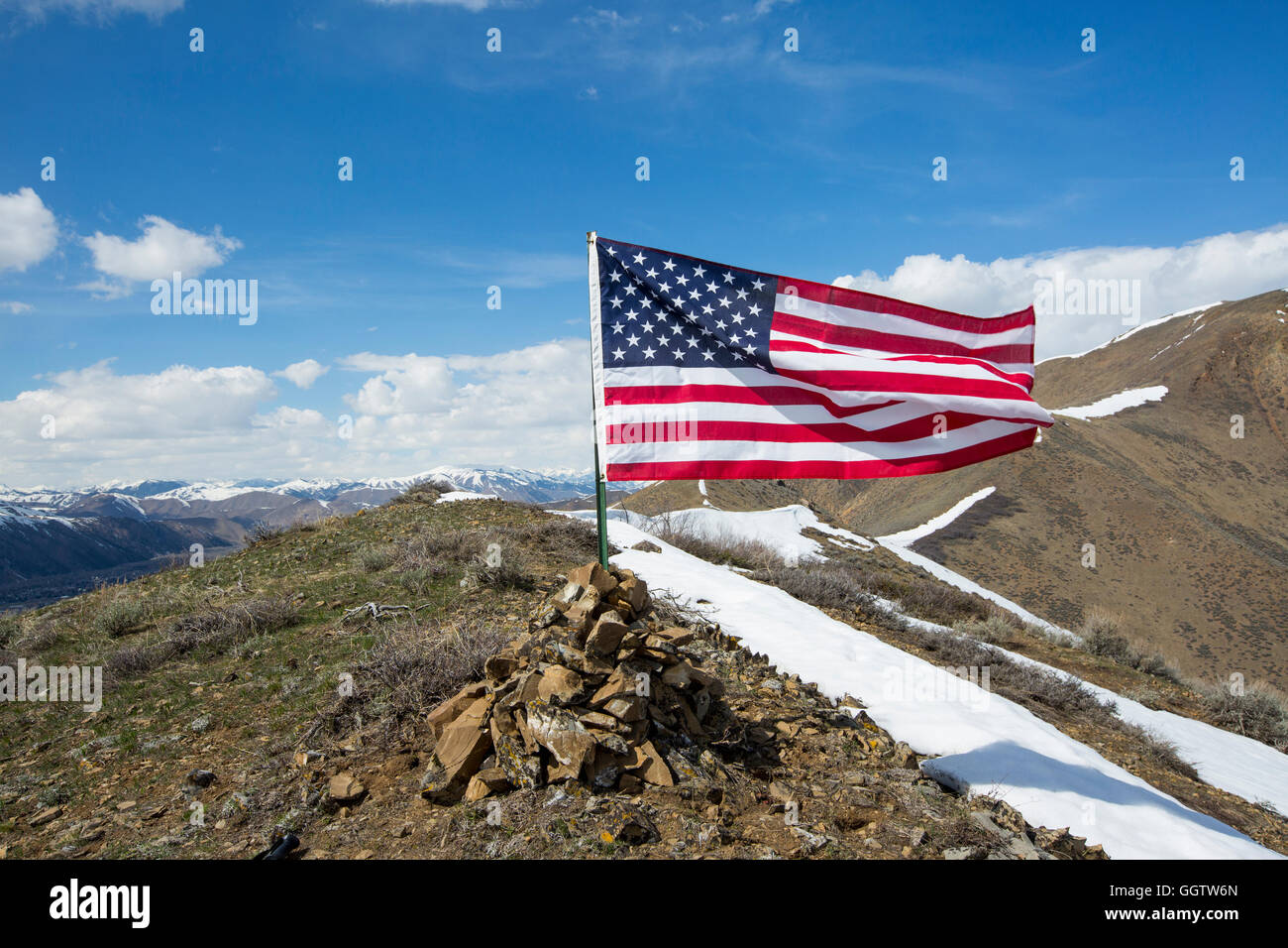 American flag waving hi-res stock photography and images - Alamy