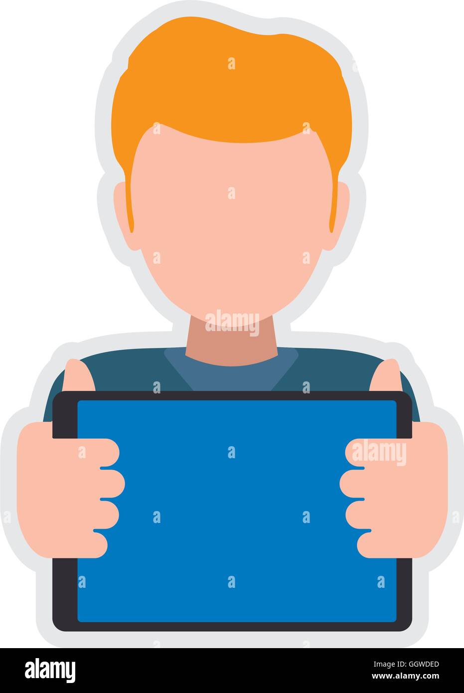Man tablet male avatar person people icon. Vector graphic Stock Vector ...