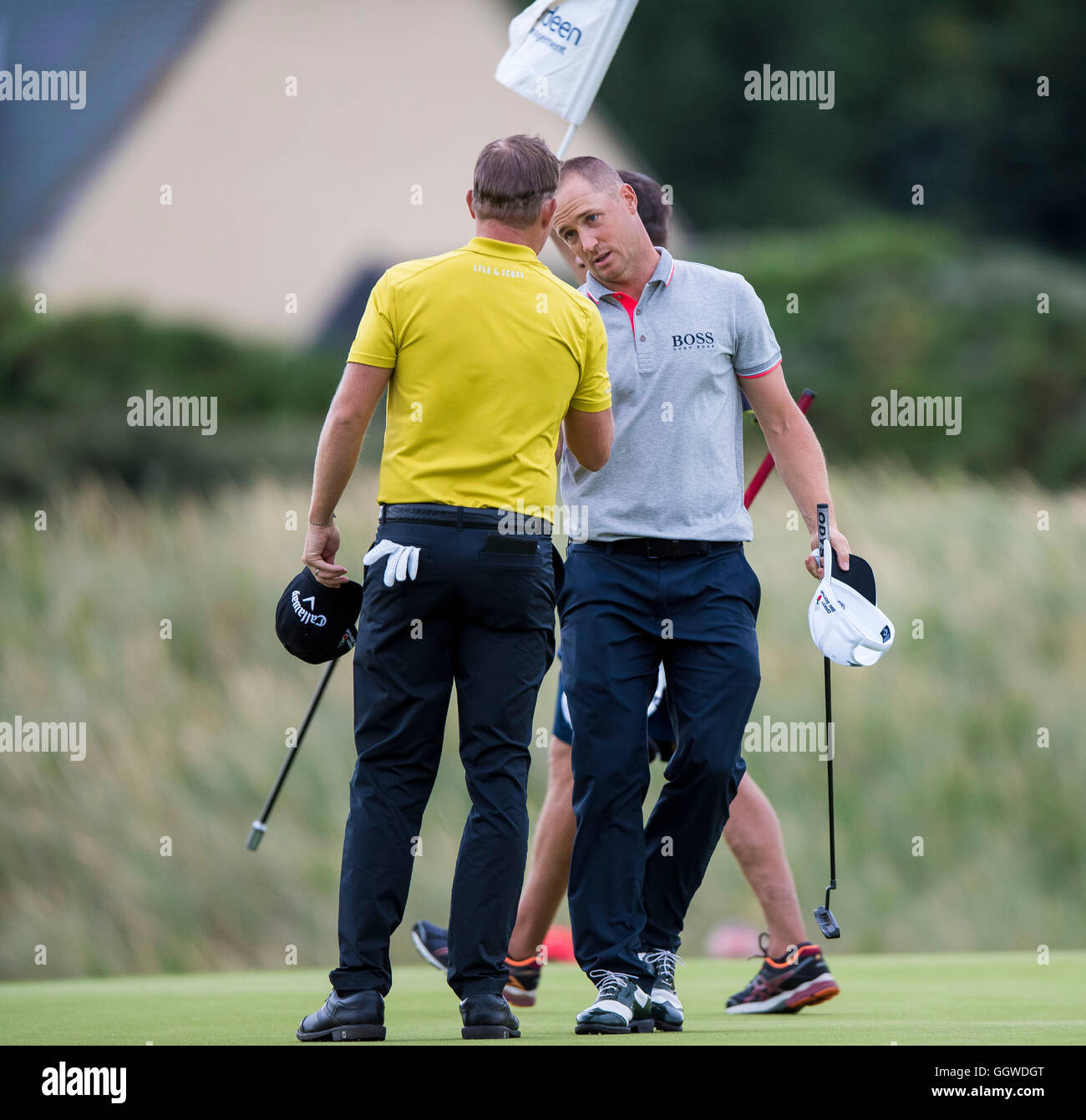 Alex Noren (right) shakes hands with James Morrison after beating him ...