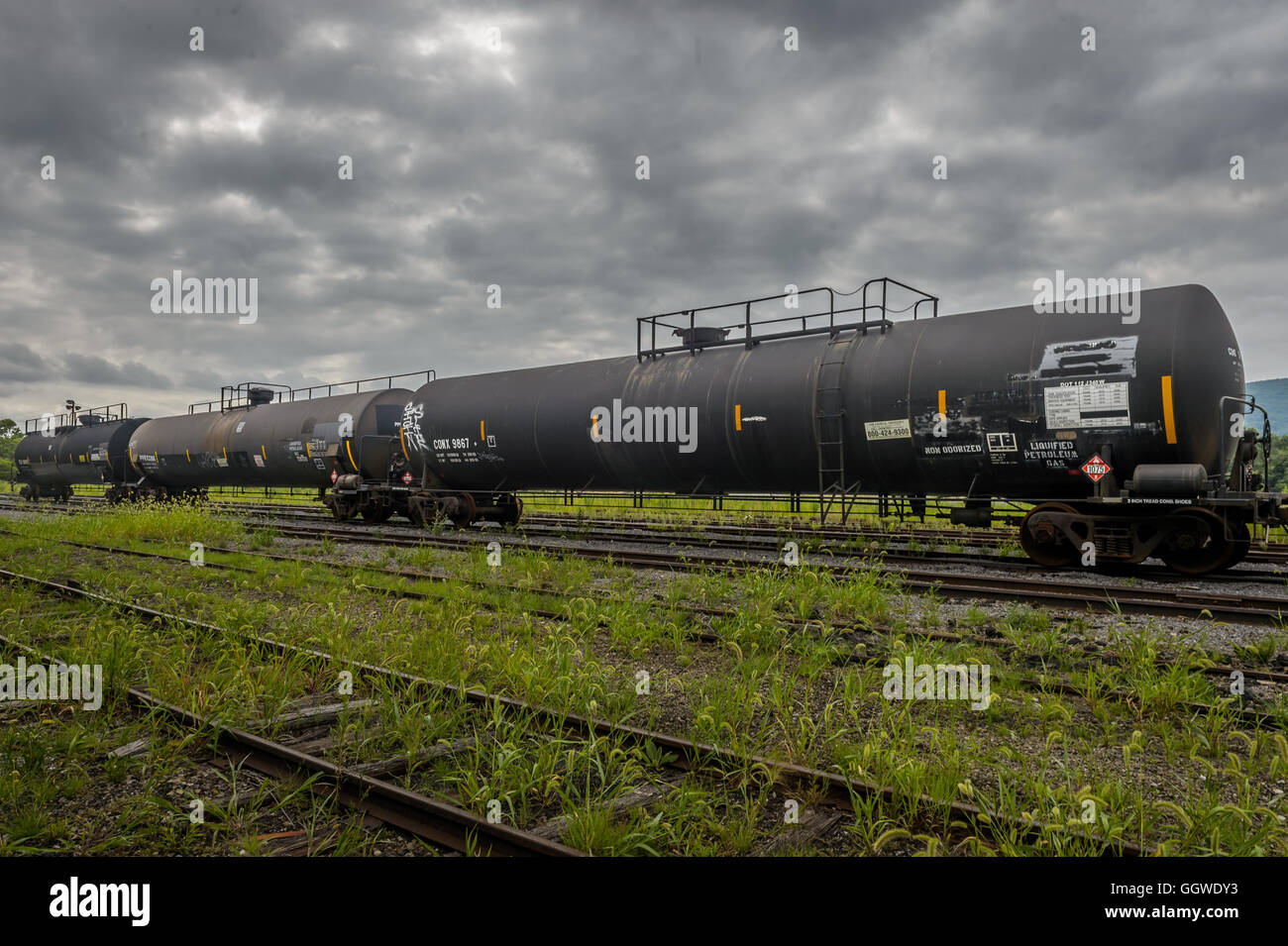 A vast amount of oil trains parked in Holidaysburg, PA, across ...