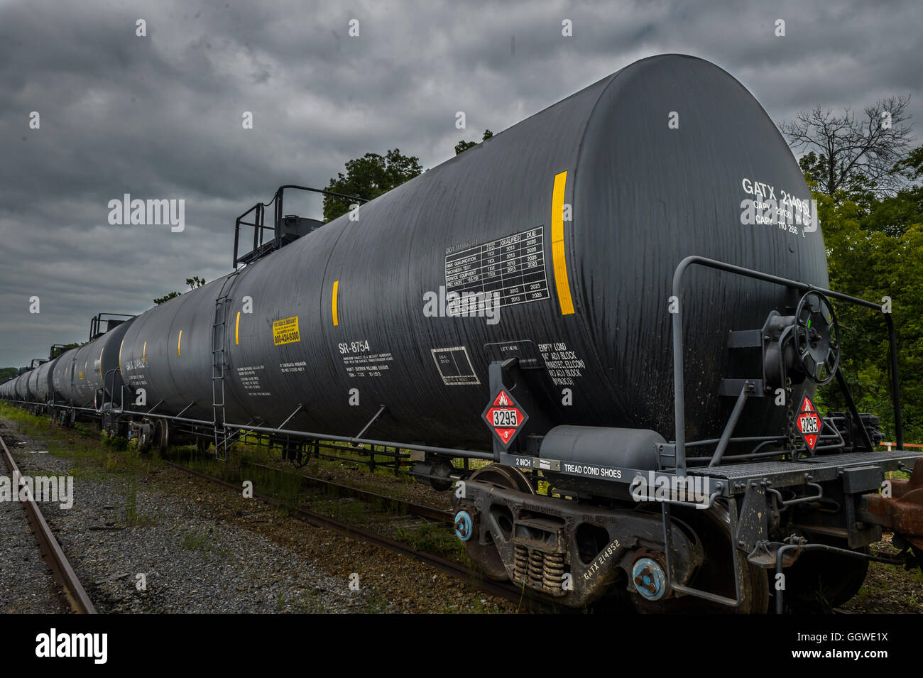 A vast amount of oil trains parked in Holidaysburg, PA, across ...