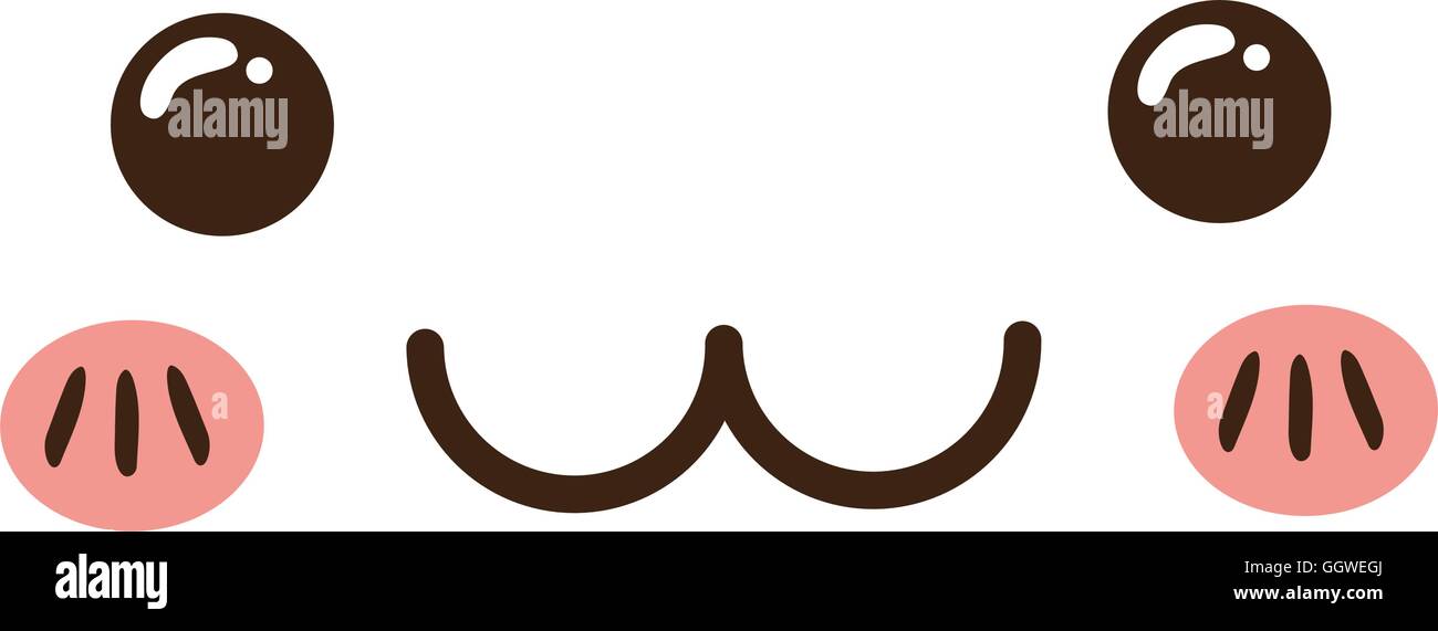 kawaii cartoon face expression smile icon. Vector graphic Stock Vector ...