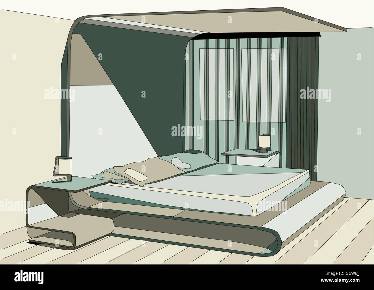 green bedroom abstract interior design. 10 EPS Stock Vector Image & Art ...