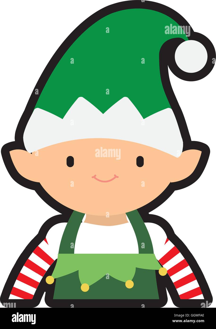 elf merry christmas cartoon icon. Vector graphic Stock Vector Image ...