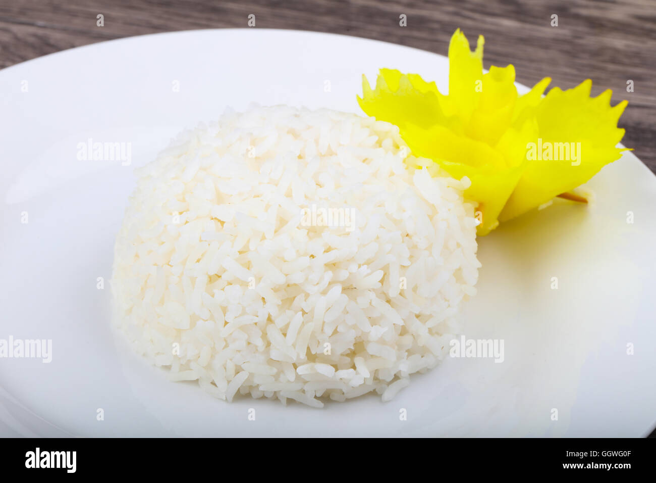 Hot long Steamed rice on the plate Stock Photo - Alamy