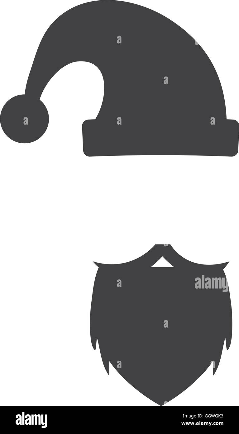 santa cartoon silhouette hat mustache. Vector graphic Stock Vector ...