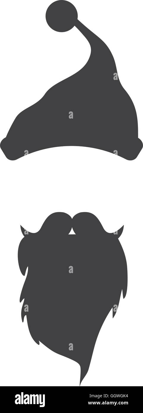 santa cartoon silhouette hat mustache. Vector graphic Stock Vector ...