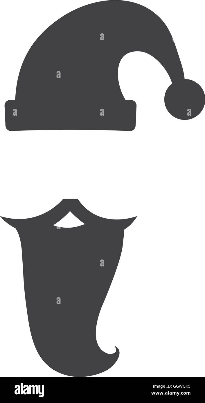 santa cartoon silhouette hat mustache. Vector graphic Stock Vector ...