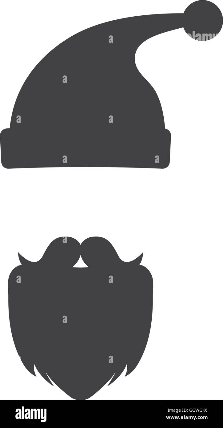 santa cartoon silhouette hat mustache. Vector graphic Stock Vector ...