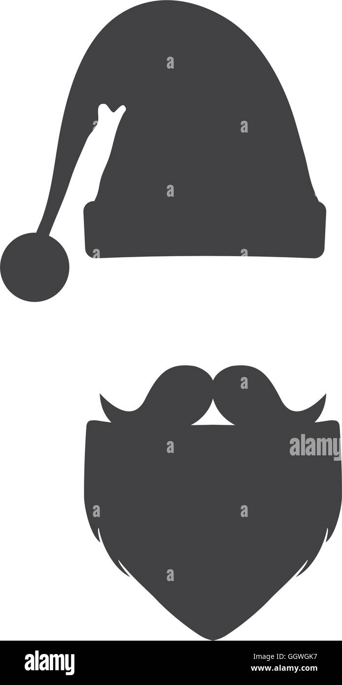 santa cartoon silhouette hat mustache. Vector graphic Stock Vector ...