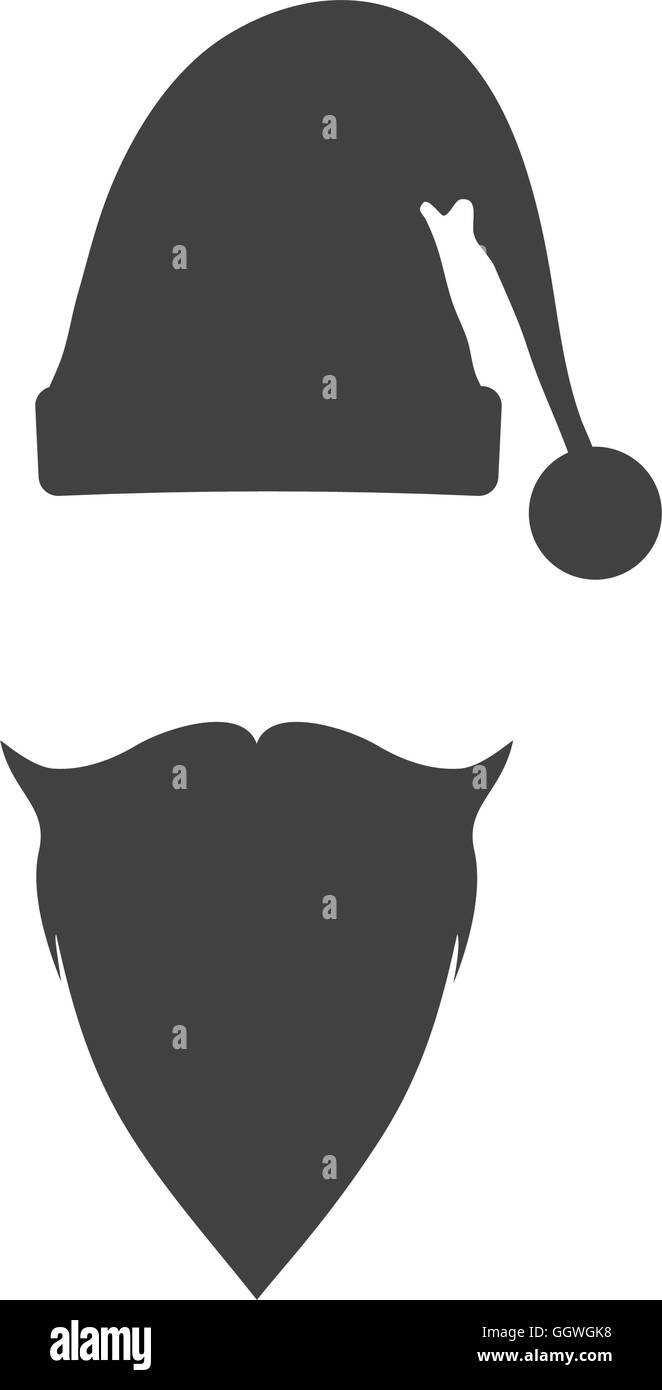 santa cartoon silhouette hat mustache. Vector graphic Stock Vector ...