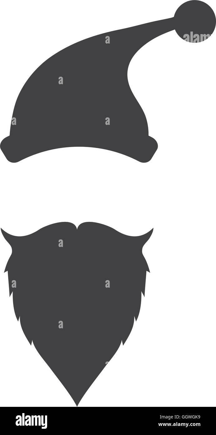 santa cartoon silhouette hat mustache. Vector graphic Stock Vector ...