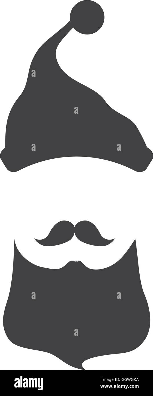 santa cartoon silhouette hat mustache. Vector graphic Stock Vector ...