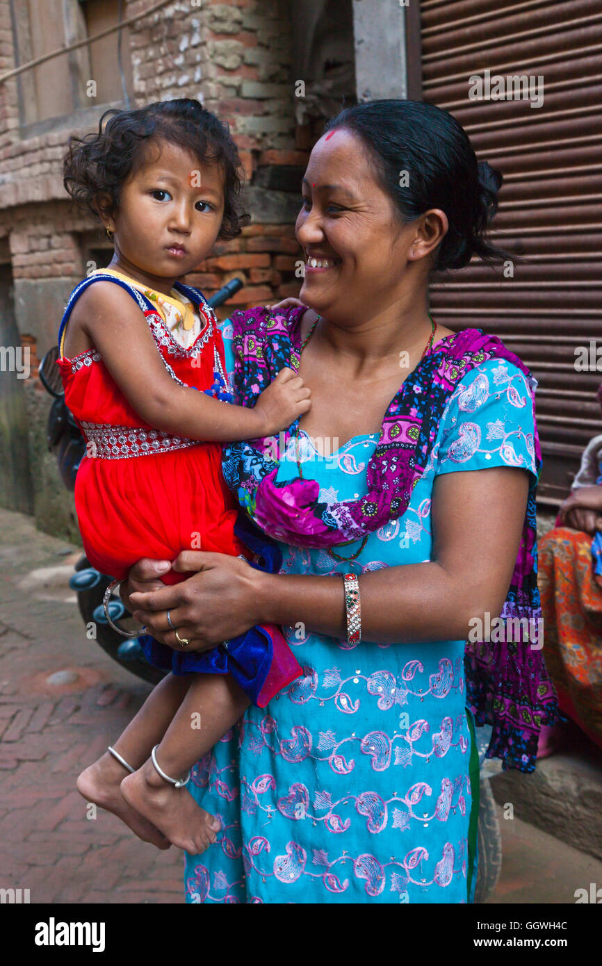 Mother and child from THOKA VILLAGE - KATHMANDU, NEPAL Stock Photo - Alamy