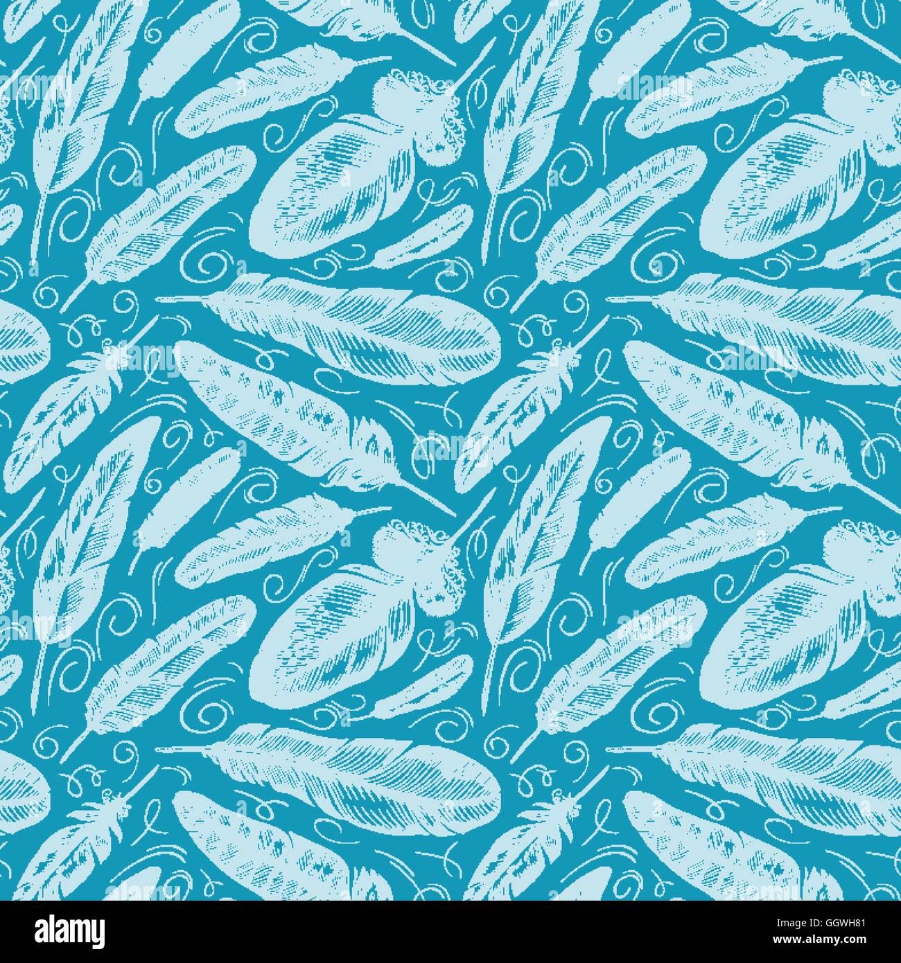 Pattern with decorative feathers. Background vector illustration Stock ...