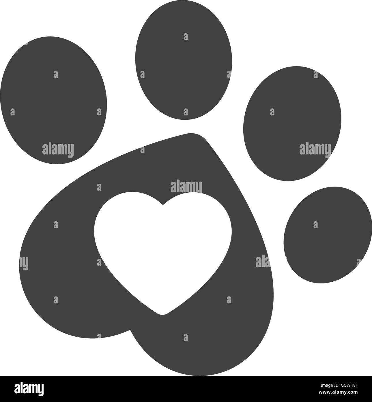 foot print heart love pet animal icon. Vector graphic Stock Vector ...