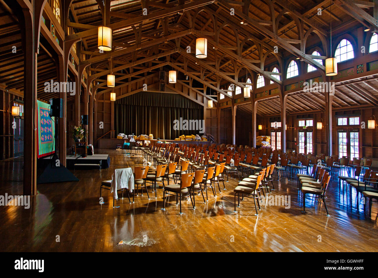 Interior of MERRILL HALL designed by JULIA MORGAN at the ASILOMAR ...