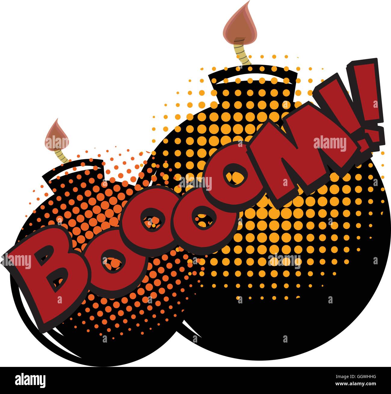 Pair of bombs with comic text, Vector illustration Stock Vector Image ...