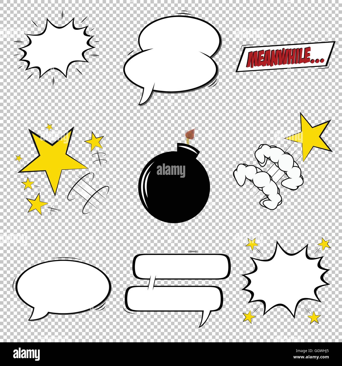 Set of comic speech bubbles, explosions and stars, Vector illustration Stock Vector Image & Art ...