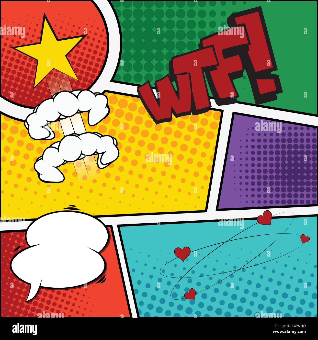 Colored comic page with different expressions, Vector illustration ...