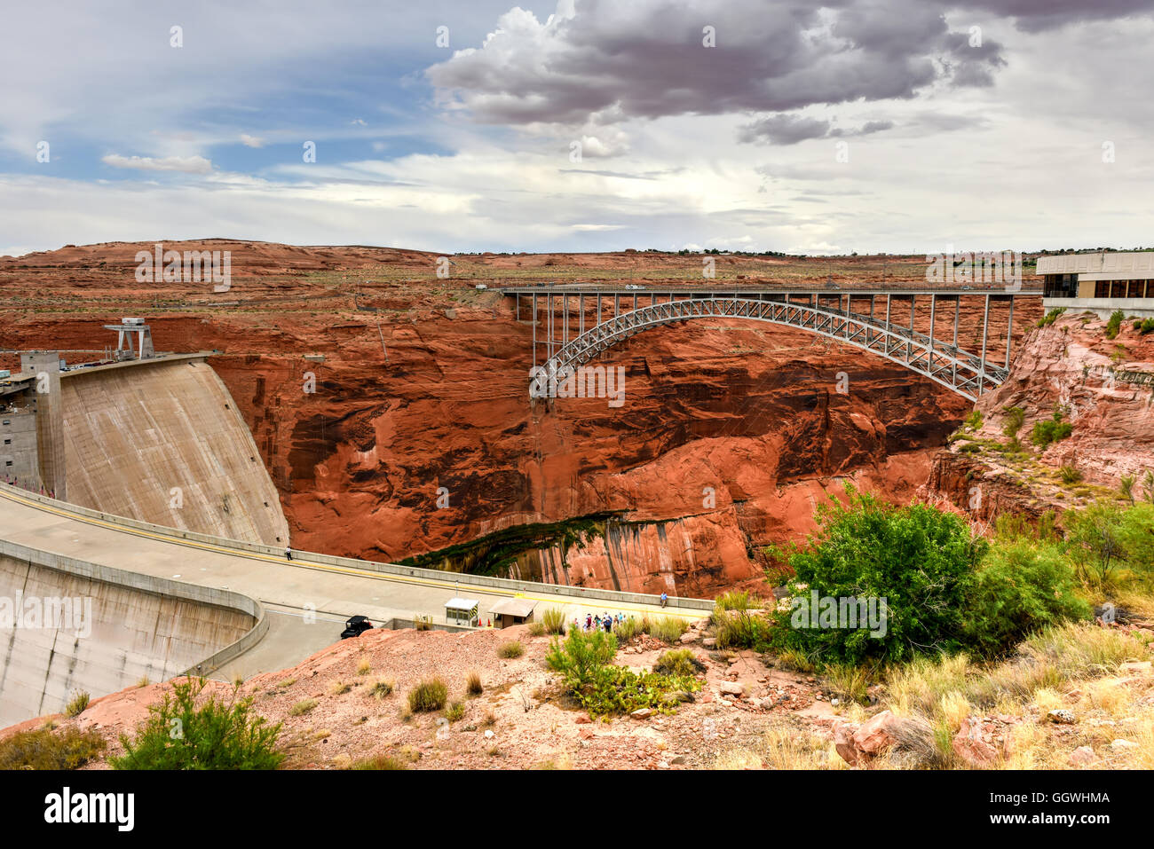 Lake Powell and Glen Canyon Dam in the Desert of Arizona, United States ...