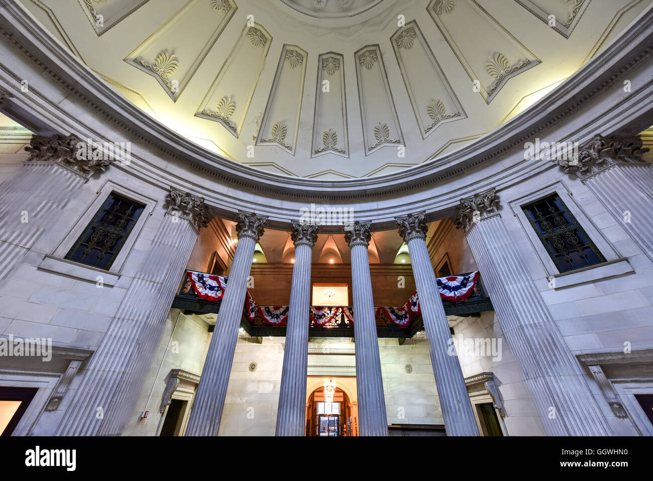 Interior of the Federal Hall on Wall Street. George Washington took the ...