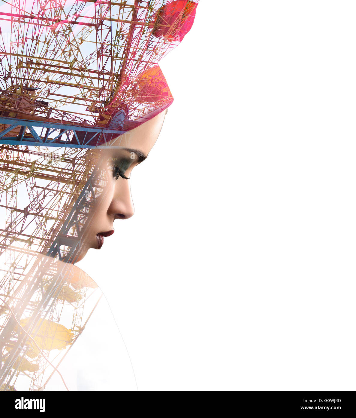 Double exposure portrait Stock Photo - Alamy