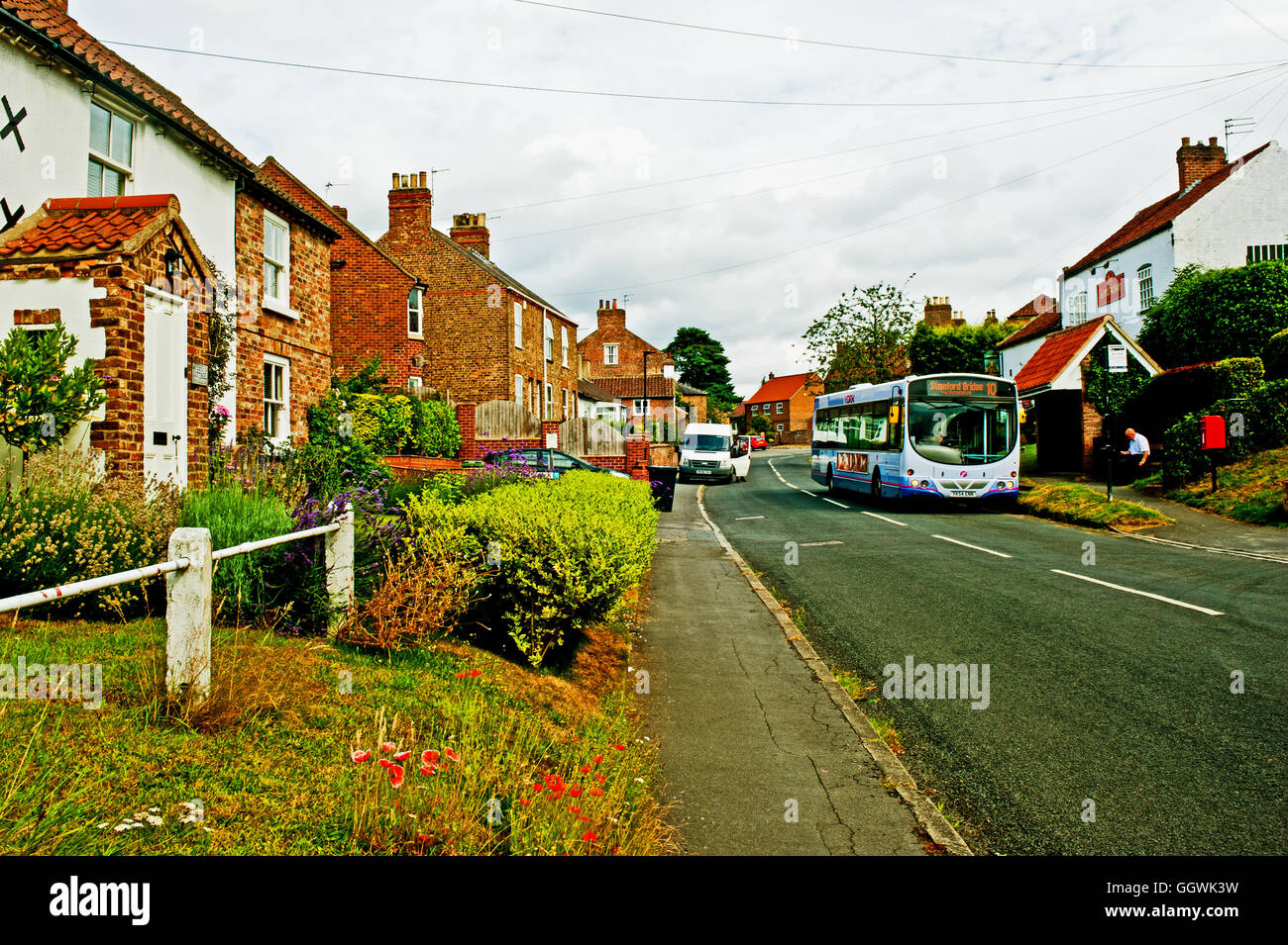 Nether Poppleton and Bus for Stamford Bridge, Yorkshire Stock Photo - Alamy