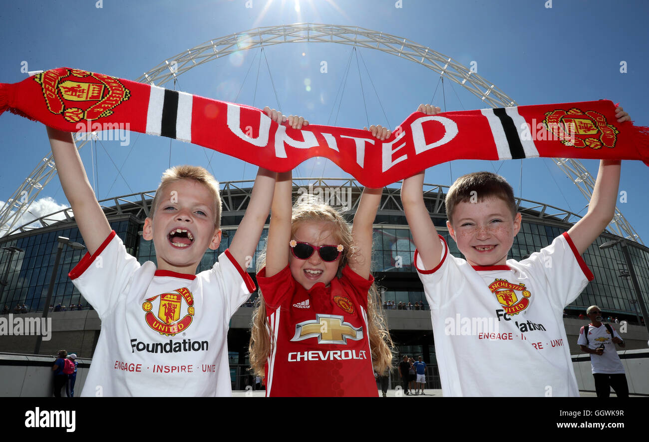 Young Manchester United fans before the Community Shield match at ...
