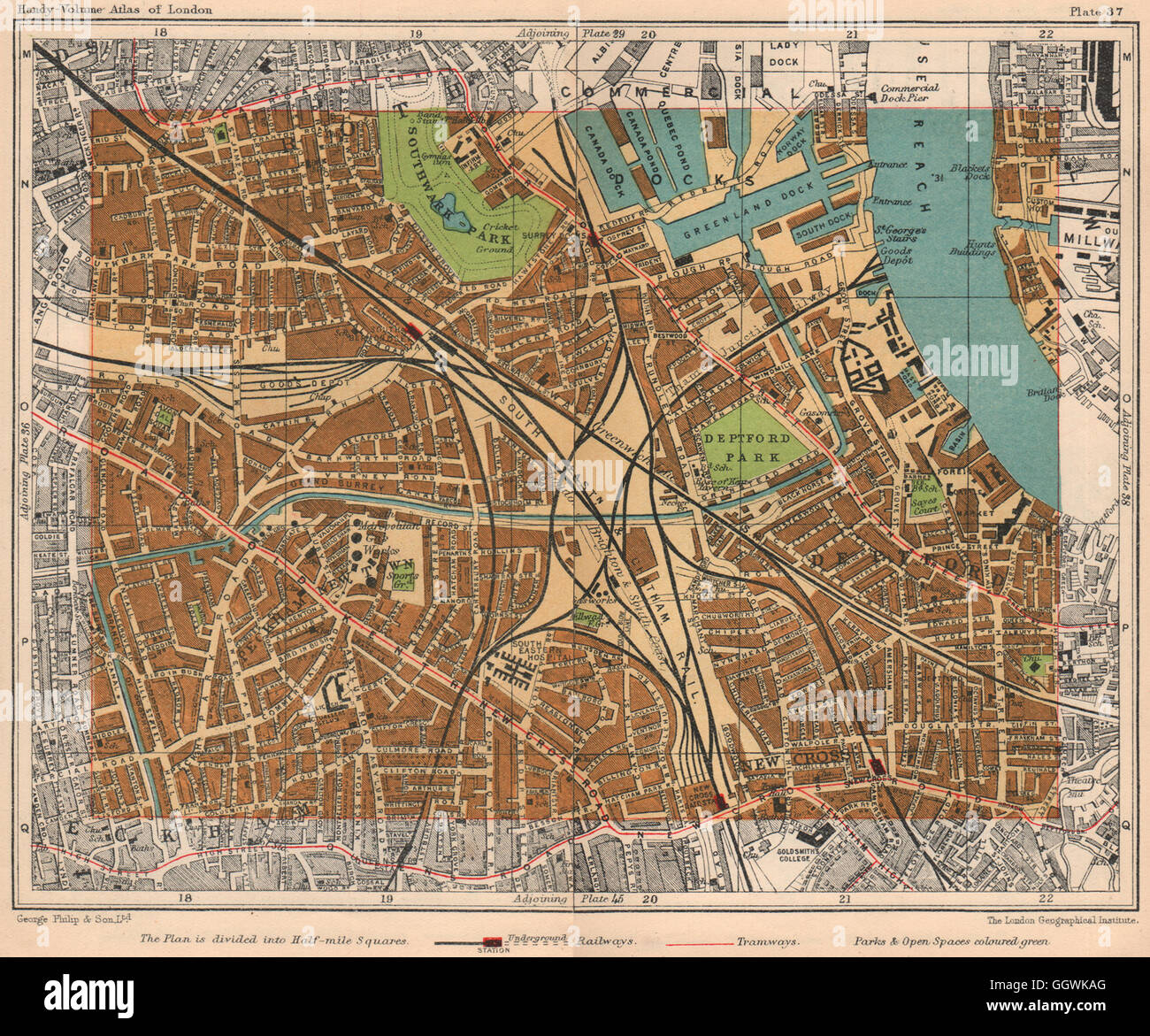 S LONDON. Deptford Peckham New Cross Grand Surrey Canal & Docks, 1932 ...