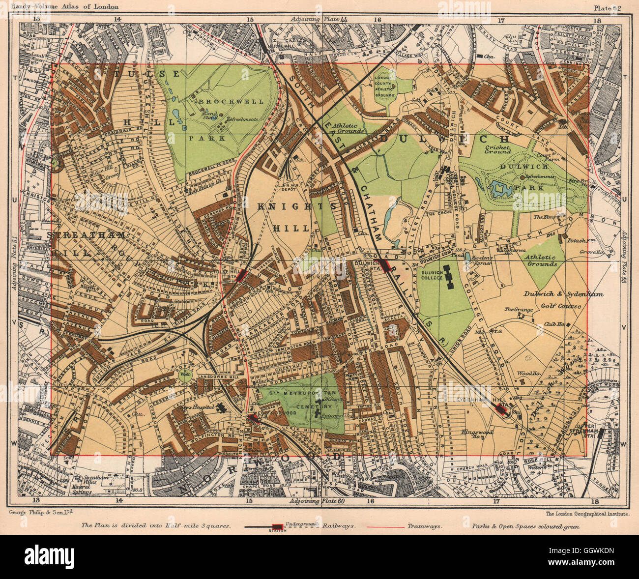 S LONDON. Dulwich Streatham / Tulse Hill Norwood Knights Hill Sydenham ...