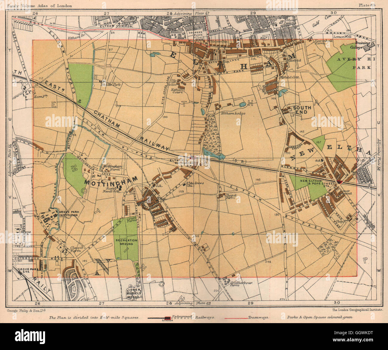 SE LONDON. Mottingham Eltham New Eltham Grove Park Avery Hill, 1932 old ...