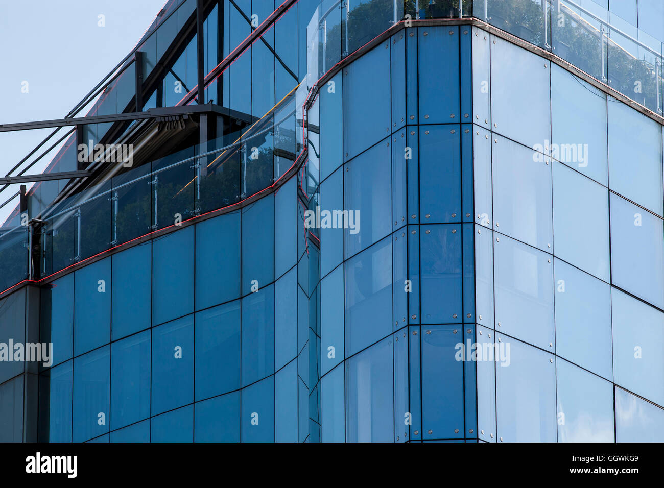 Closeup , close up view of modern steel-and-glass architecture ...