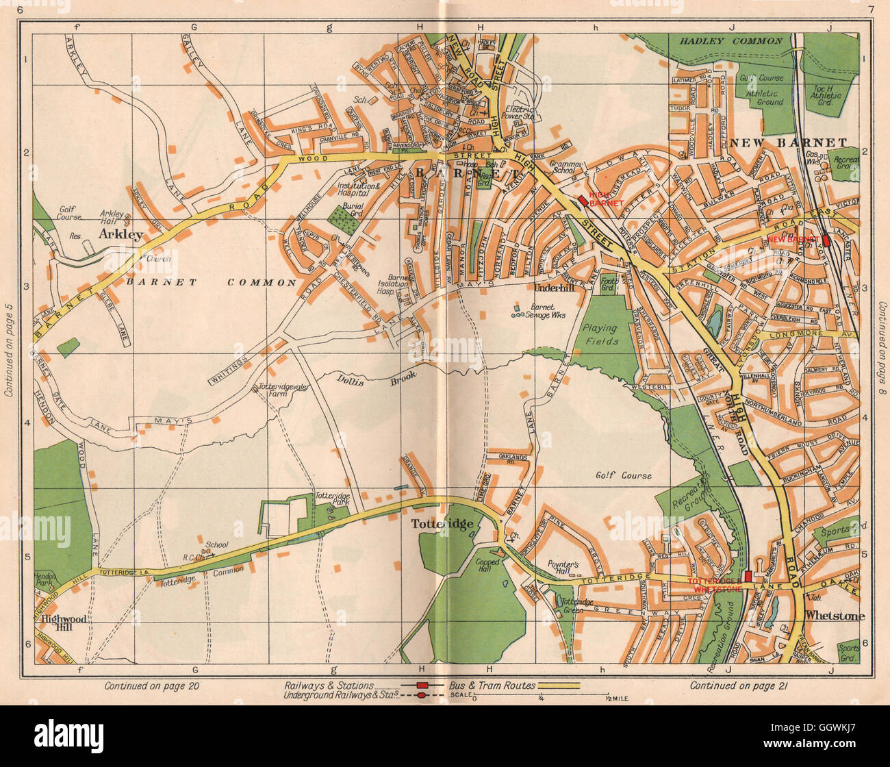 N LONDON. New Barnet High Barnet Arkley Totteridge Whetstone, 1938 ...