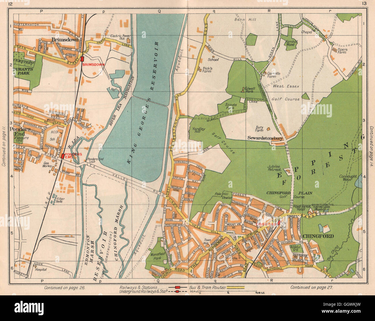 NE LONDON. Brimsdown Chingford Sewardstonebury Epping Forest, 1938 ...