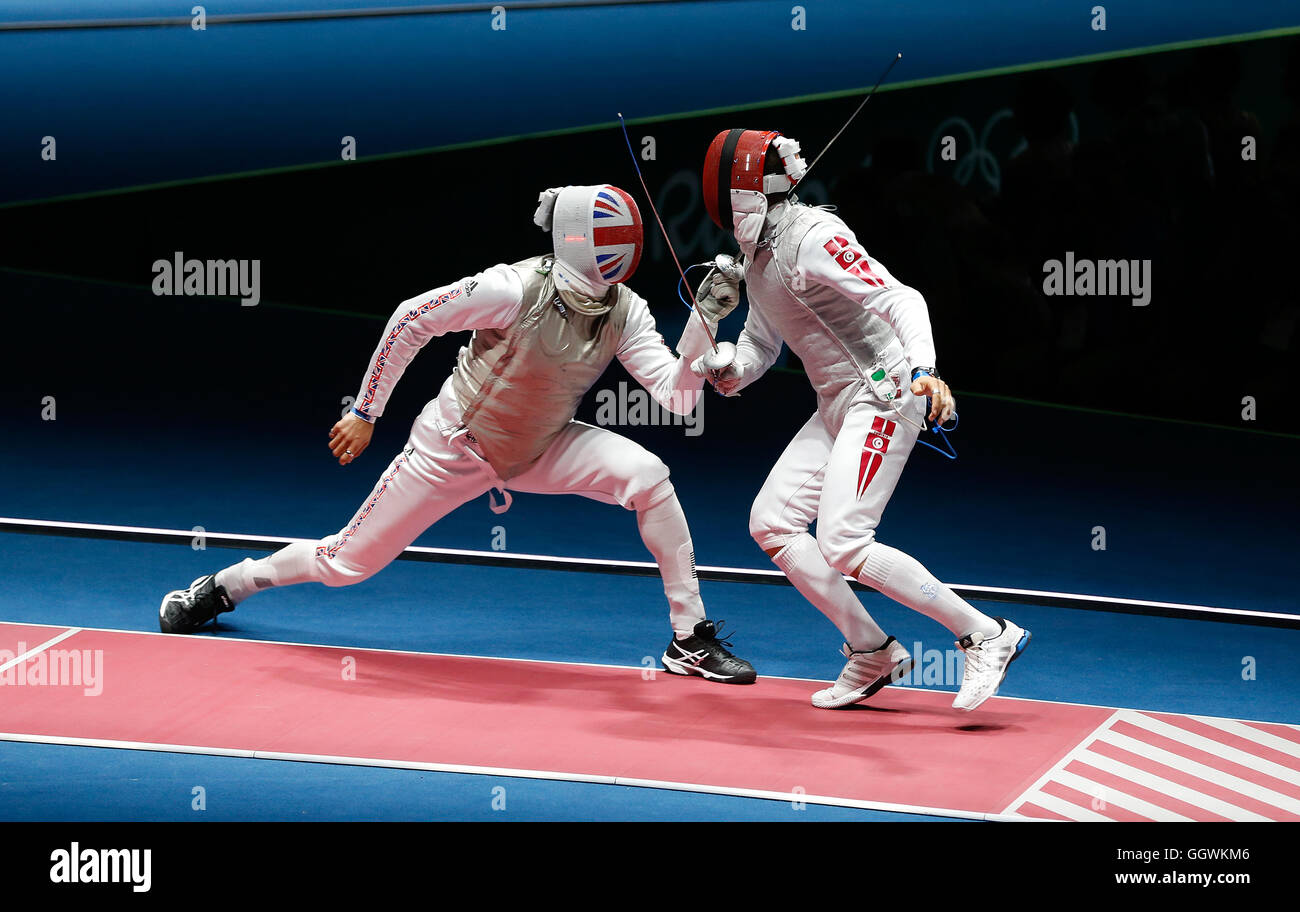 Great Britain's James-Andrew Davis (left) in action against Tunisia's ...