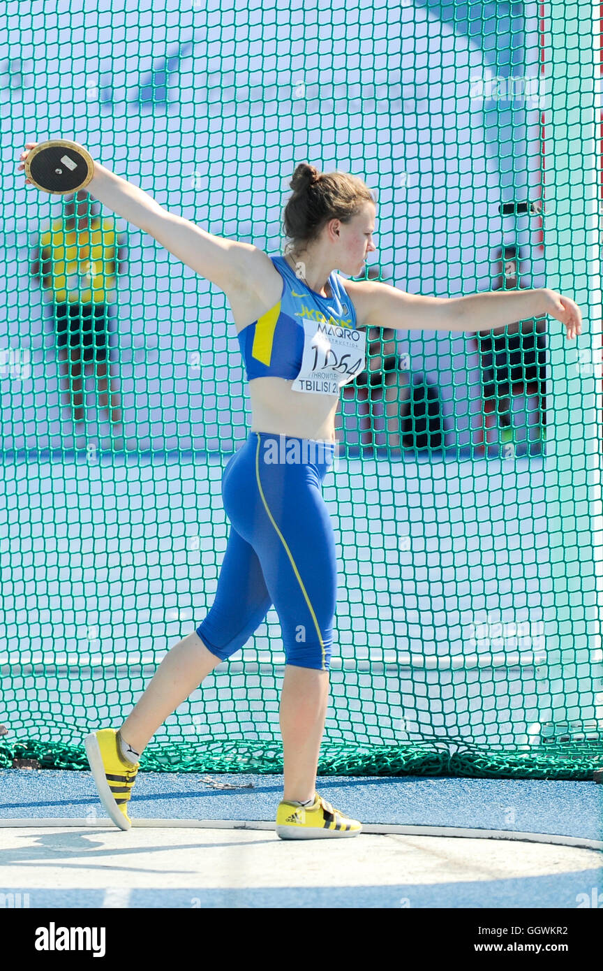 HARKUSHA Darya from Ukraine during discus throw competition at the ...