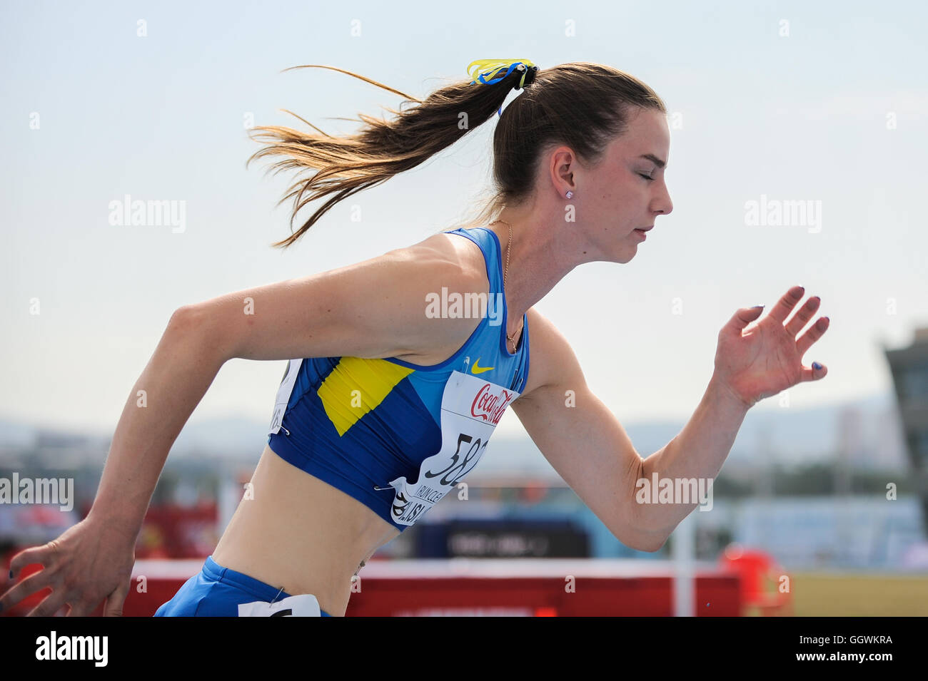 Ukrainian athlete in action during competition at the European ...