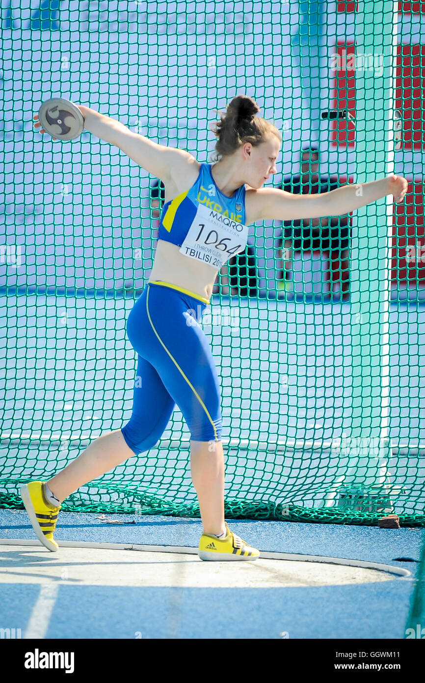 HARKUSHA Darya from Ukraine during discus throw competition at the ...