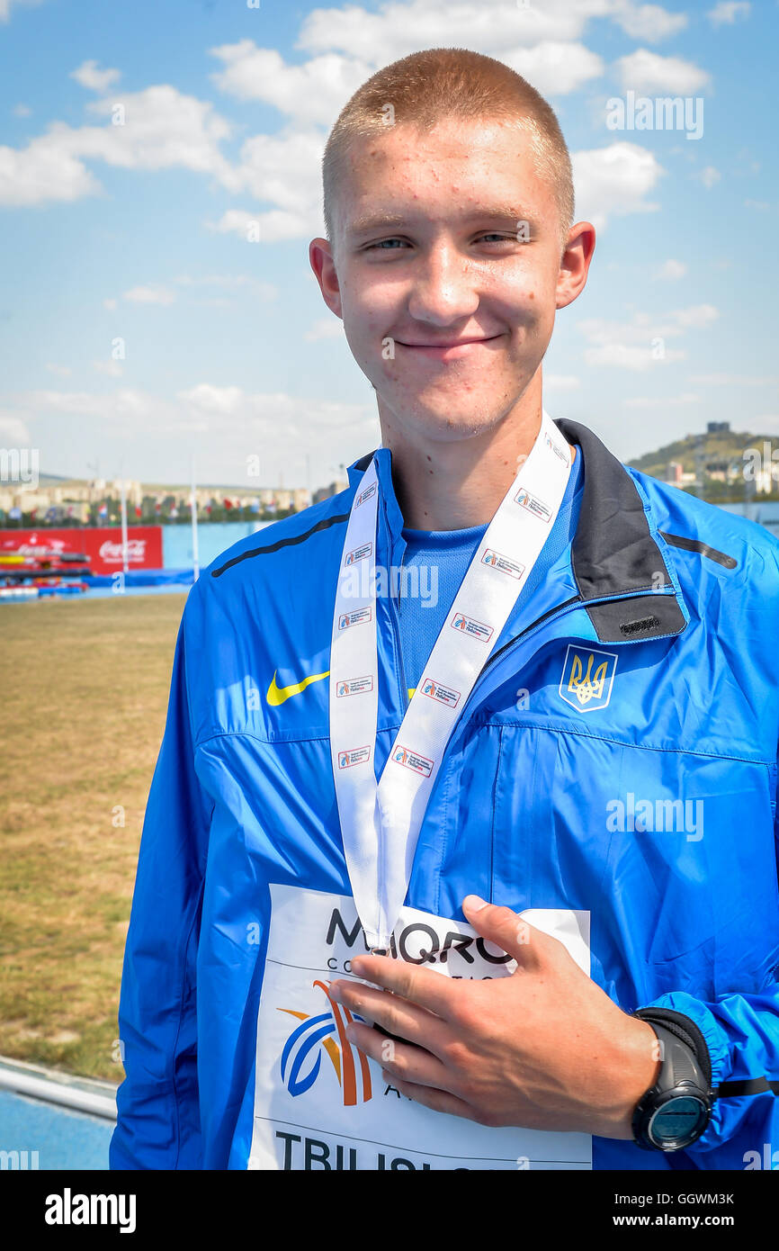 NIKITIN Dmytro during medal ceremony High Jump Boys at the European ...