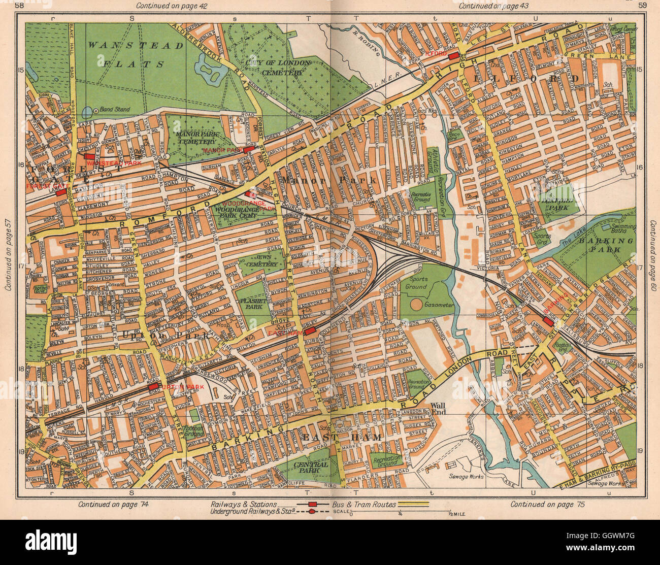 E LONDON. Ilford Manor / Upton Park East Ham Wanstead Park Forest Gate ...