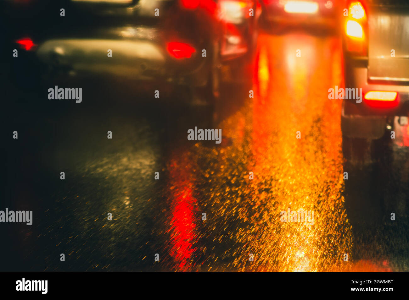 Night Road track and Cars headlights with rainy window Background ...