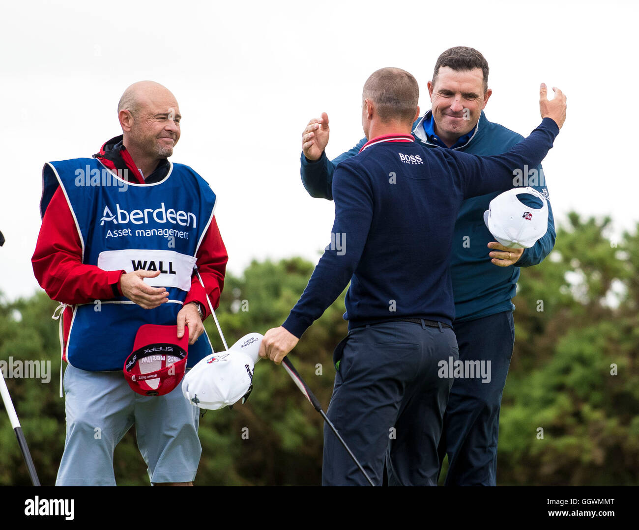 Anthony Wall (right) celebrates beating Alex Noren to win the Paul ...