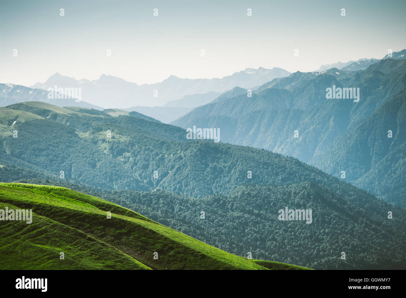 Aerial view green mountains hi-res stock photography and images - Alamy