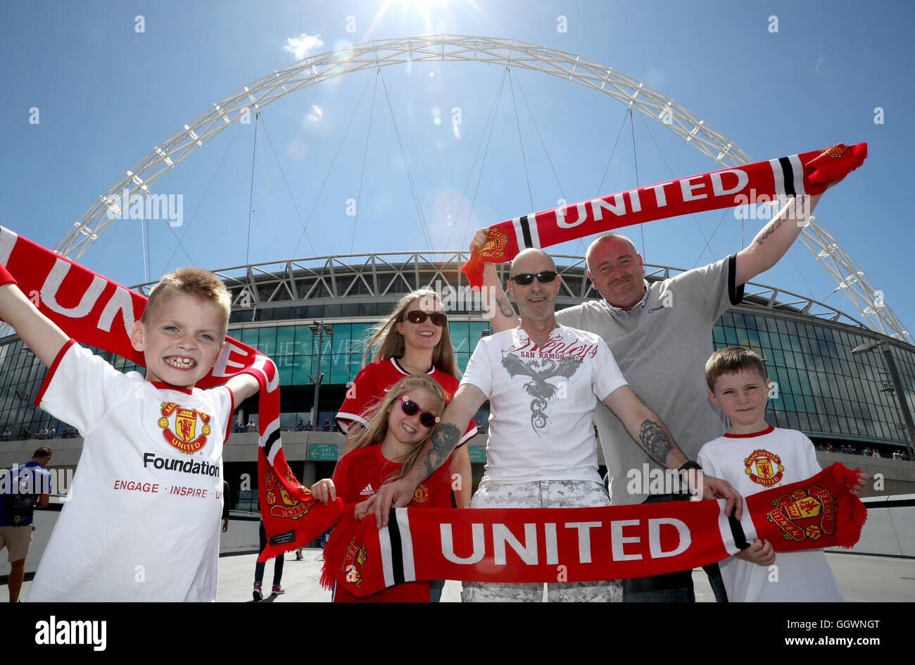 Manchester United fans on Wembley Way before the Community Shield match ...