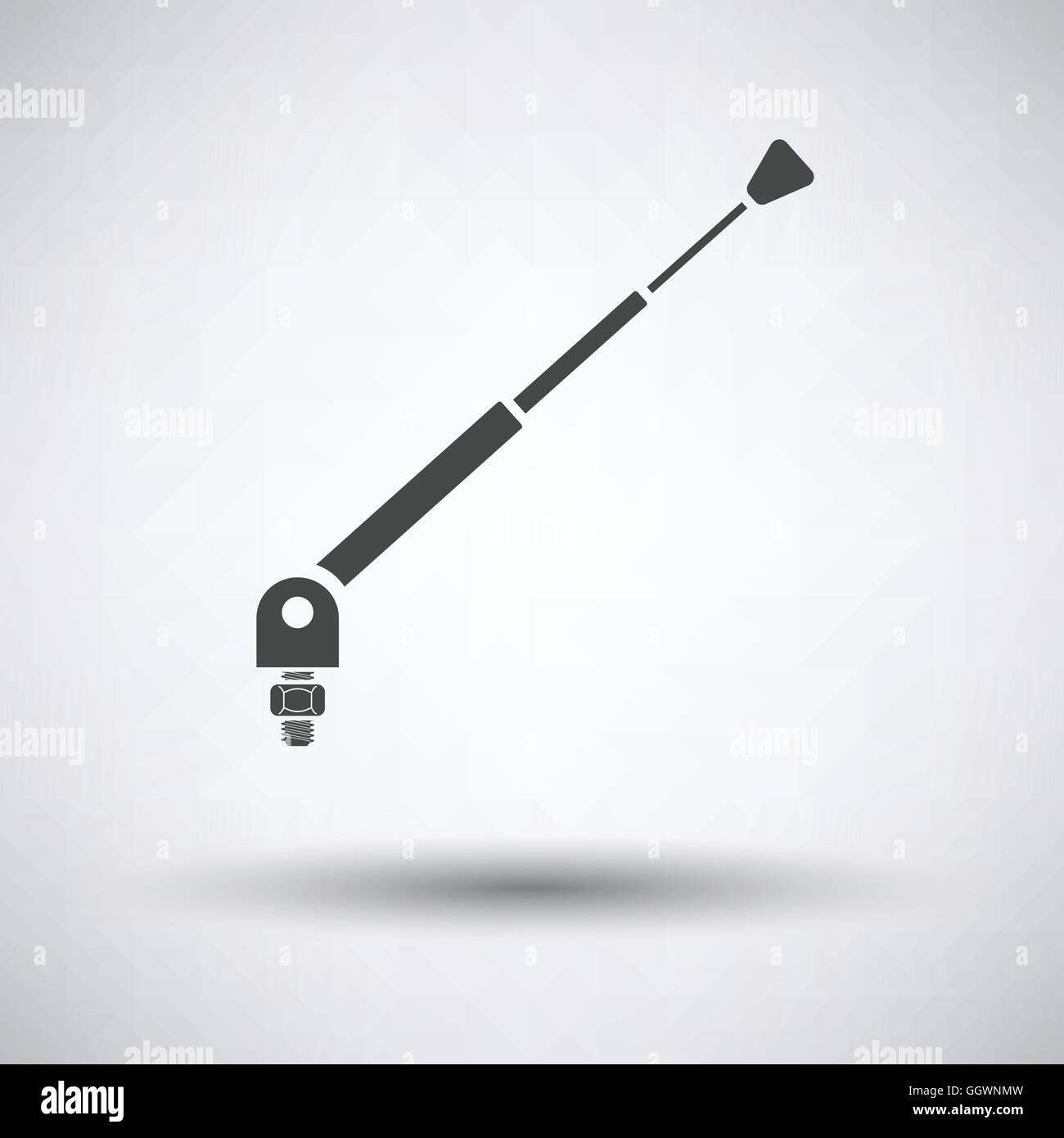 Radio antenna component icon on gray background with round shadow ...