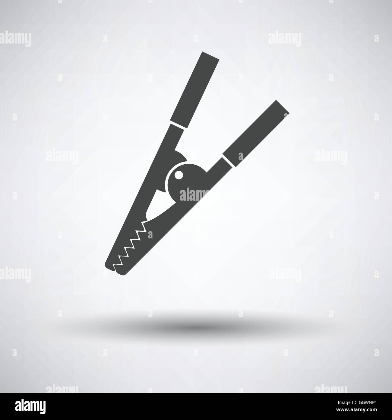 Crocodile clip icon on gray background with round shadow. Vector ...