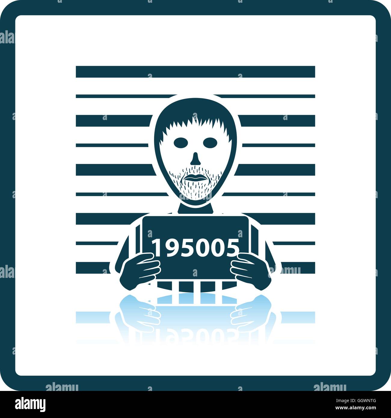 Prisoner in front of wall with scale icon. Shadow reflection design ...