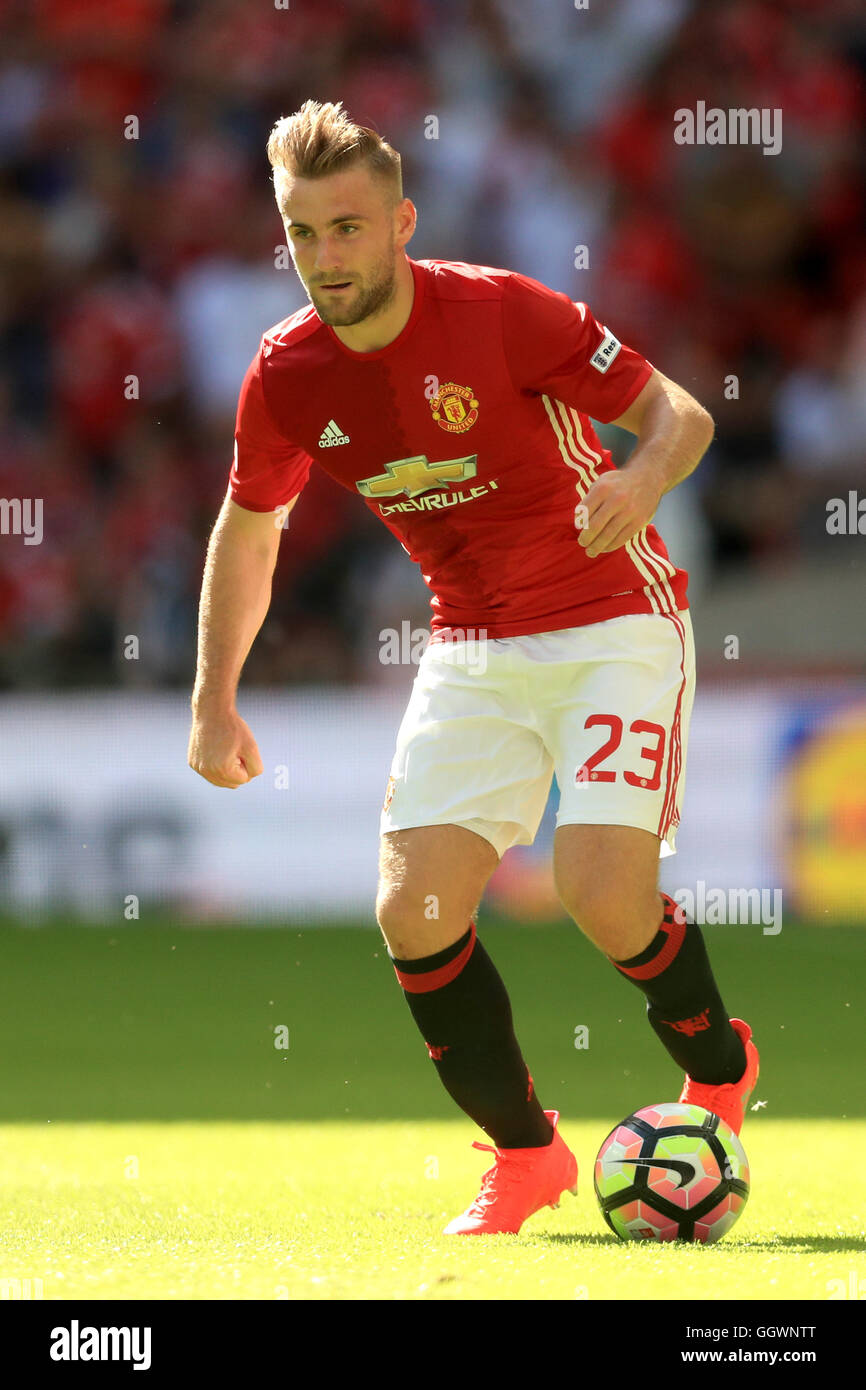Manchester United's Luke Shaw during the Community Shield match at ...